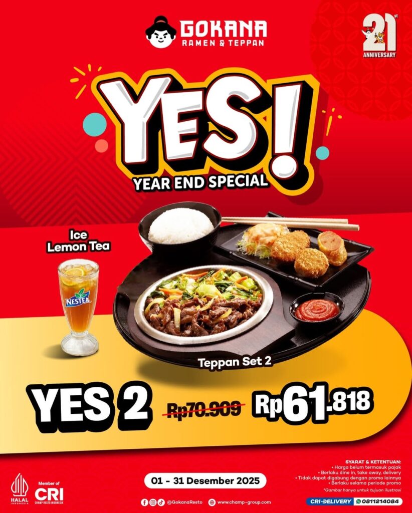 Promo Akhir Tahun Mulai Rp 59.091 di Gokana Bencoolen Mall!